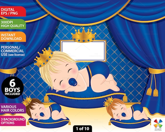 Baby Prince Clipart Newborn Royal Blue Baby Shower Little - Etsy Australia