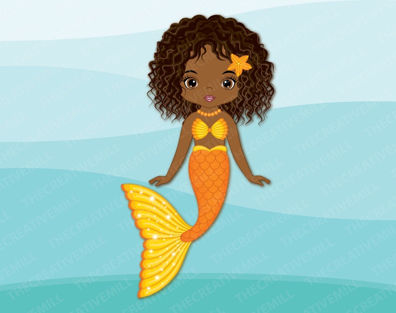 African American Mermaids Clipart Vector Mermaids Clipart | Etsy