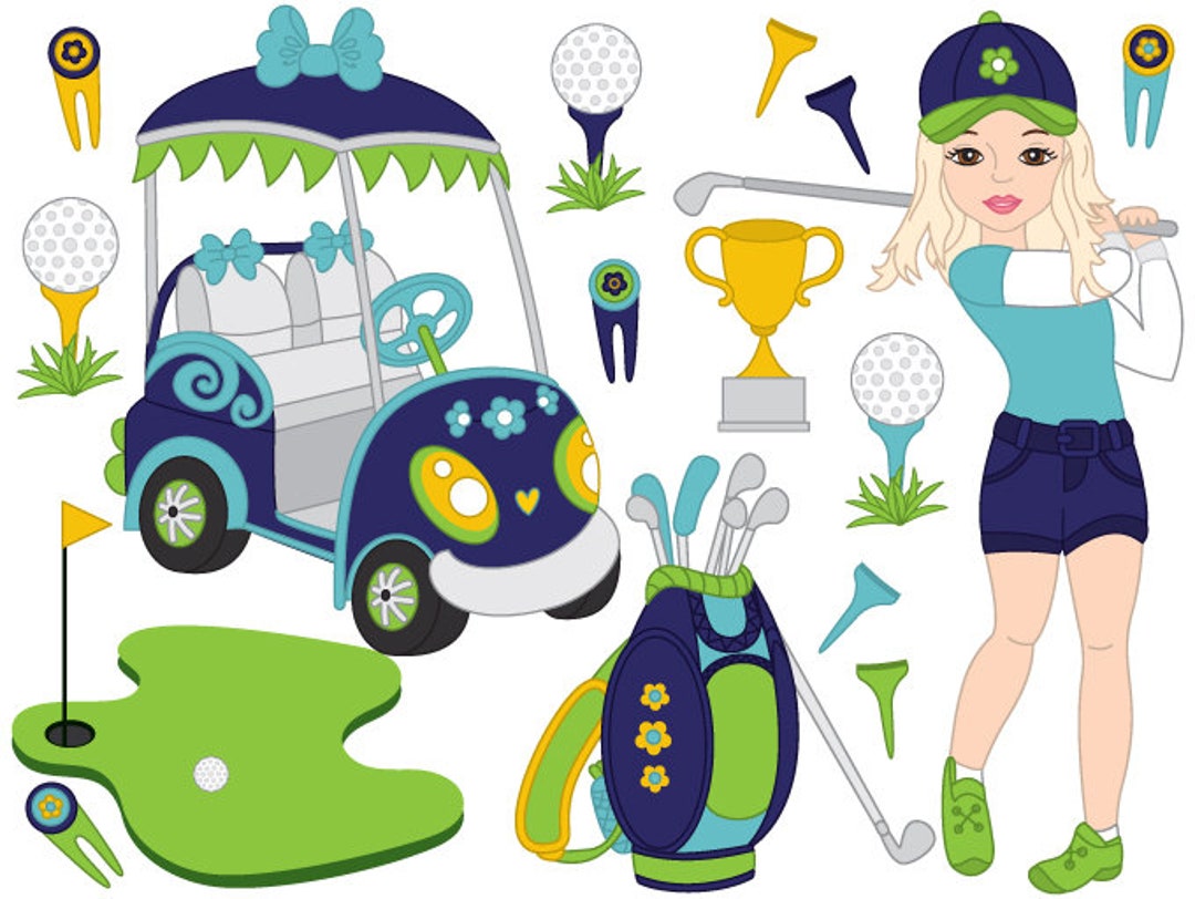 Golf Clipart Digital Vector Golf Girl Golf Car Golf Bag - Etsy Canada