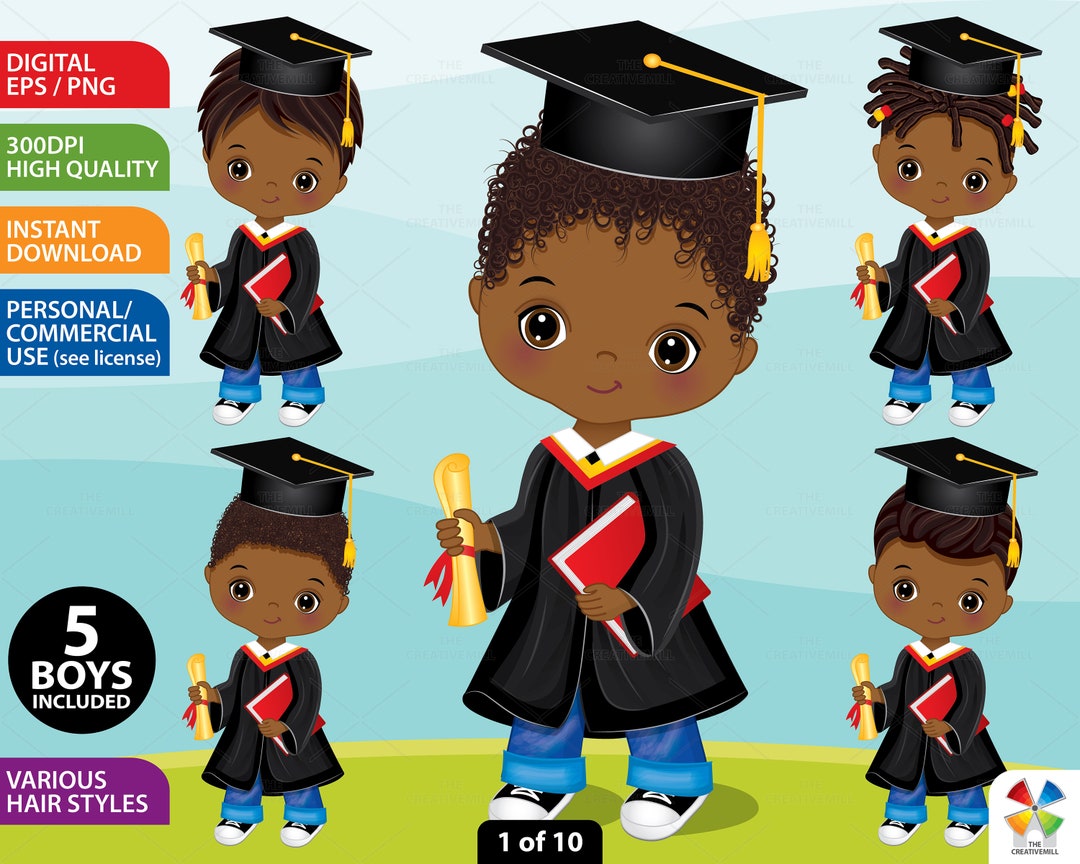 Boy Graduation Clipart Cute Little Boy And Girl In Graduation Gown.