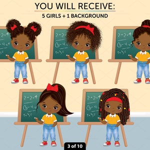 School Black Girl Clipart, Vector School, African American, Study ...