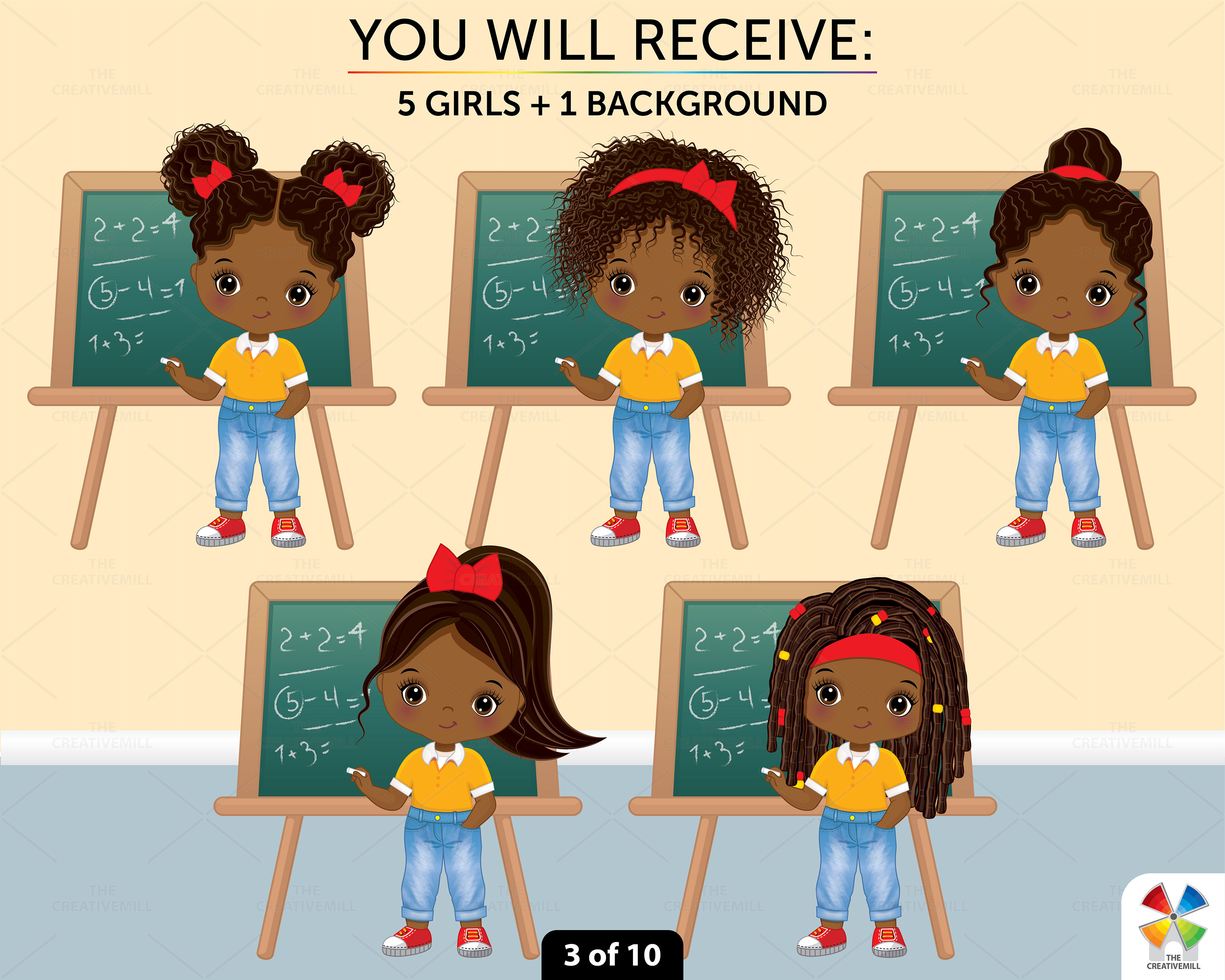 African American Girl Student Clipart
