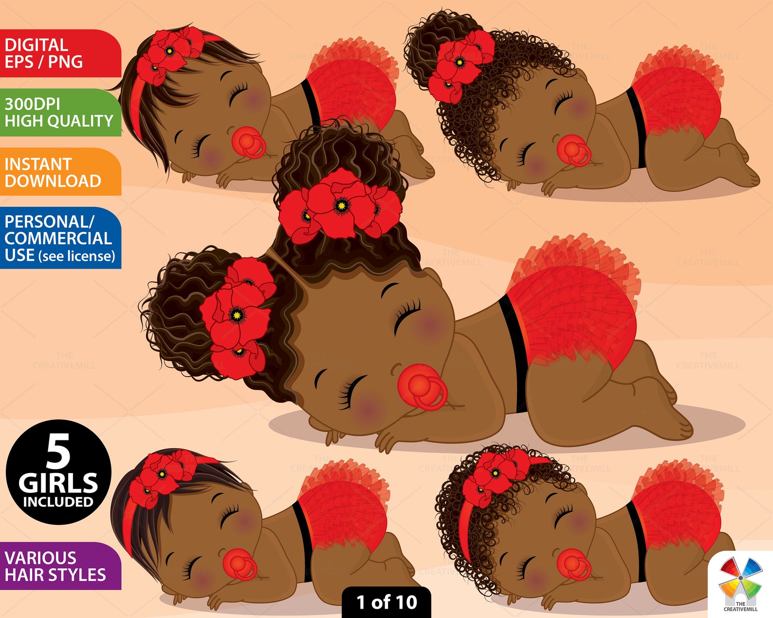 Poppy Baby Girl Clipart Vector Newborn Red Baby Clipart - Etsy