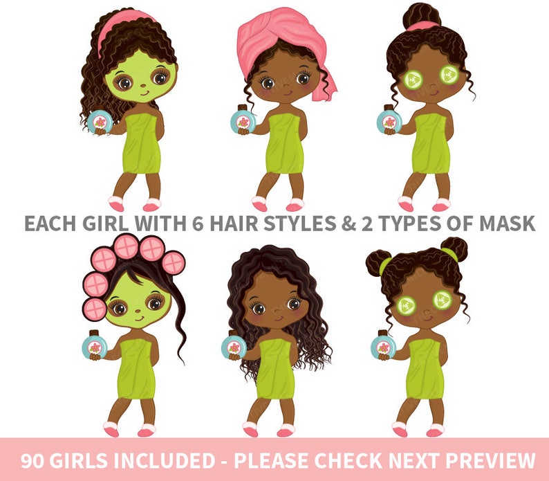 90 Little Spa Girls Clipart Vector Spa Spa Party Clipart | Etsy