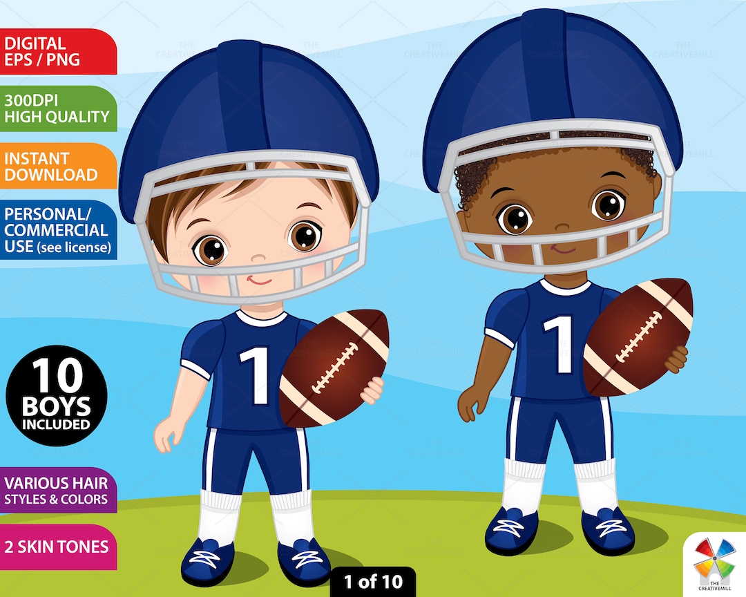 American Football Clipart, Vector Football, Black Boy PNG, Navy White ...