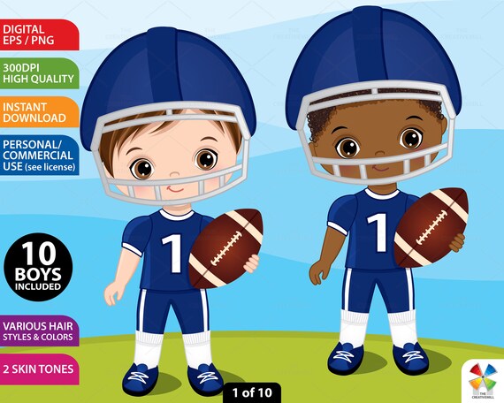 American Football Clipart Vector Football Black Boy PNG - Etsy