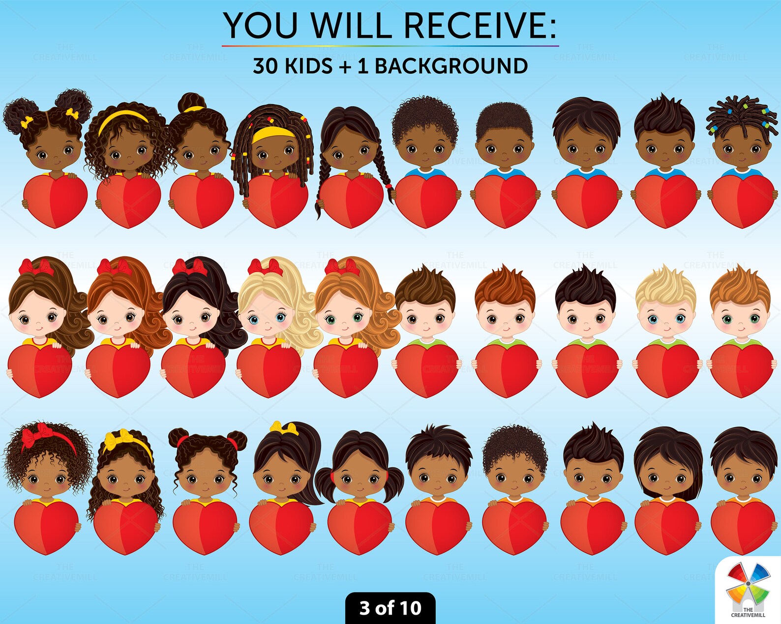 Kids Holding Hearts Clipart Vector Children African - Etsy