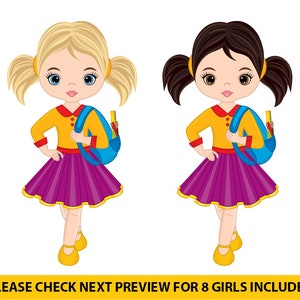 Back to School Clipart - Vector School Clipart, School Girls Clipart ...