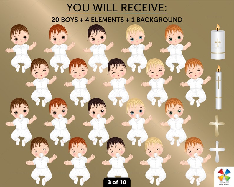 Baptism Baby Clipart Vector Newborn Christening Caucasian - Etsy