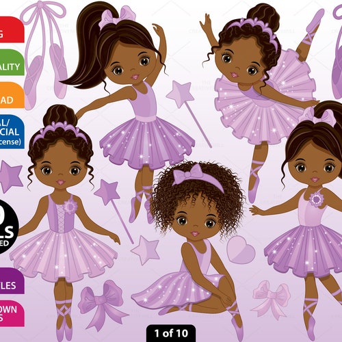 African American Ballerina Clipart Vector Ballerina Clipart - Etsy