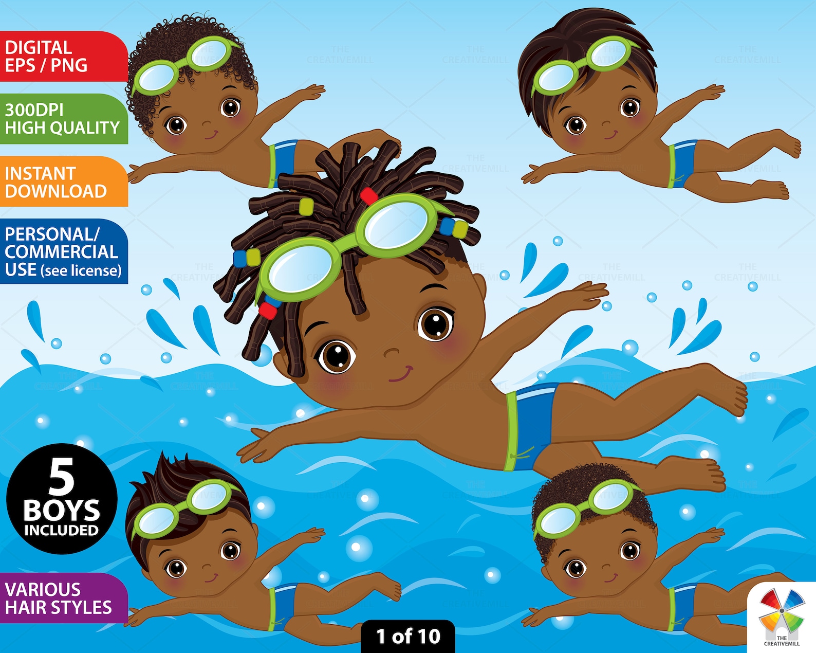 Swimming Boy Clipart Vector Swimmer Cute Little Boy Sport - Etsy