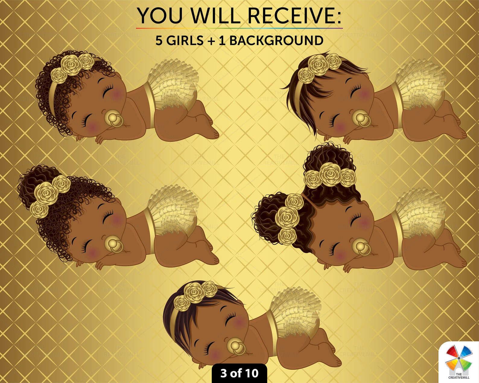 Gold Roses Baby Girl Clipart Vector Newborn Metallic - Etsy