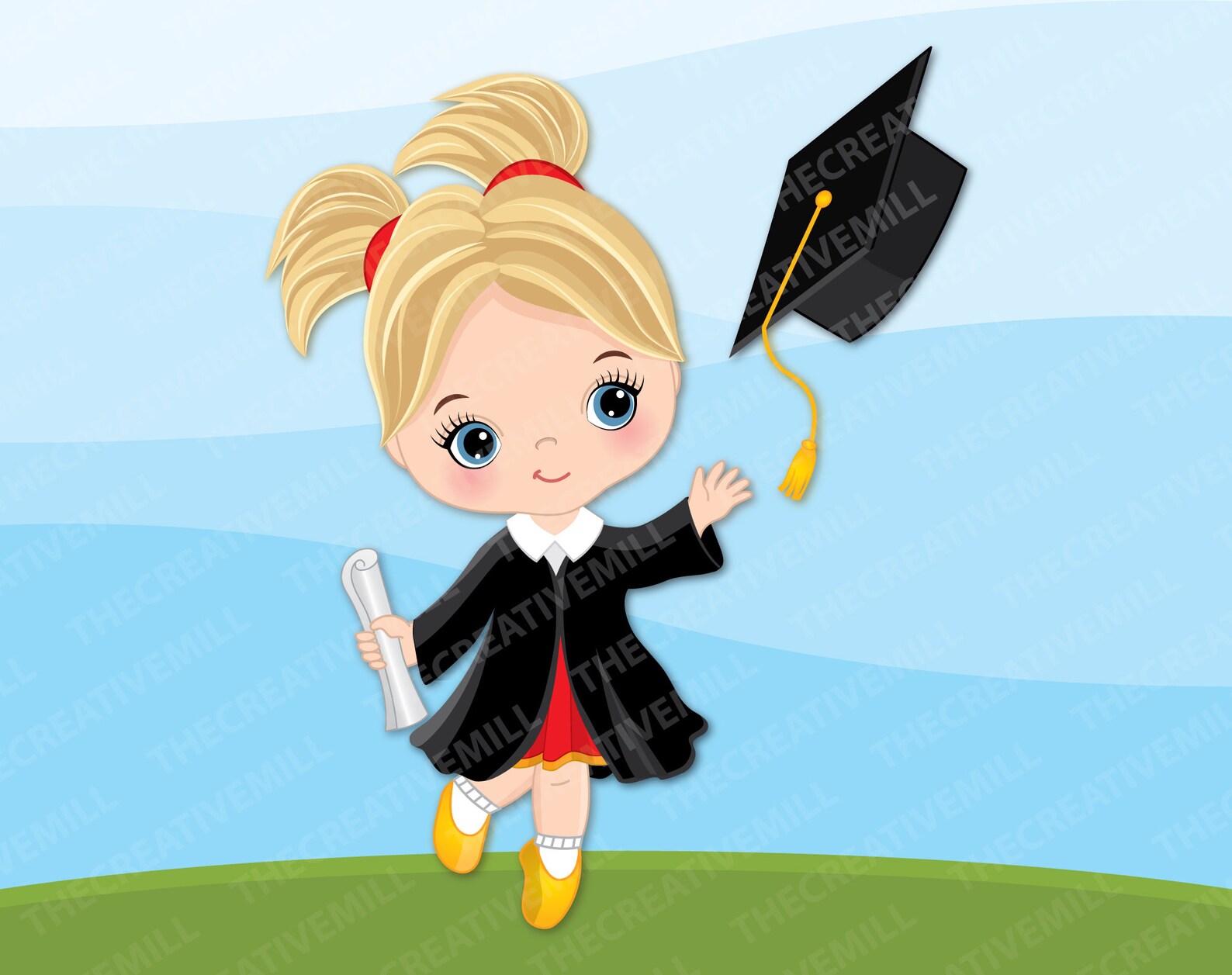 Graduation Girls Clipart Digital Vector Student Clipart | Etsy