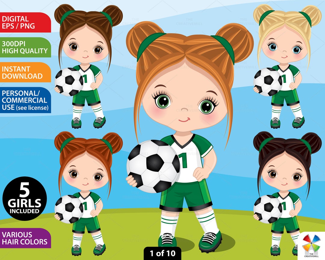 Soccer Girl Clipart, Vector Football, Cute Little Girl, Sport Kid ...