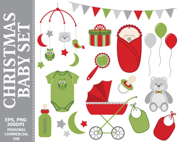 Digital Christmas Baby Clipart Baby Girl Baby Boy Baby | Etsy