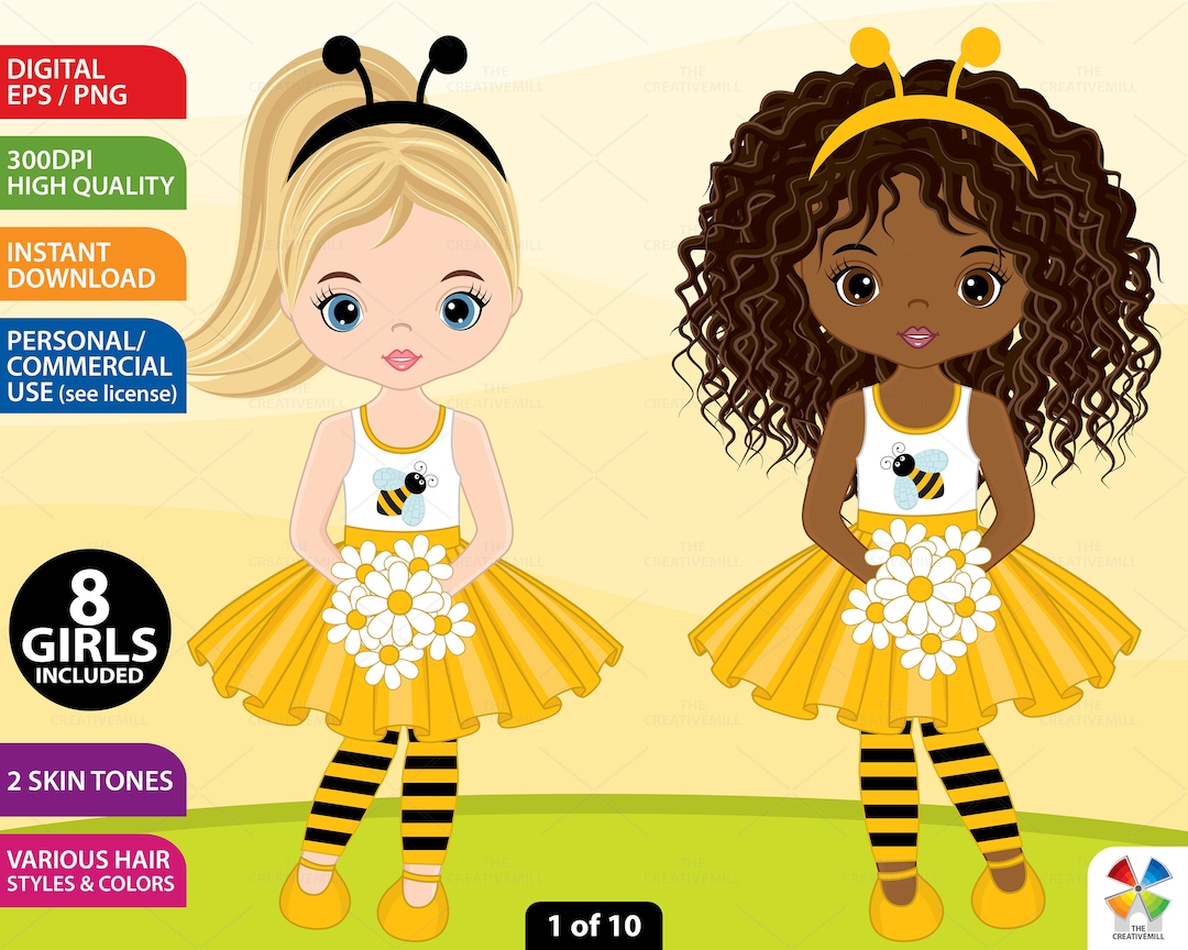 Bee Girls Clipart - Vector Bee Clipart, Bee Little Girls Clipart ...