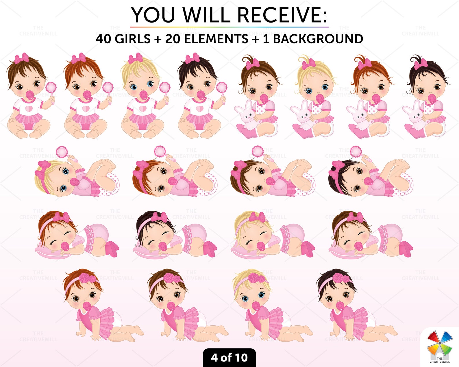 Baby Girl Clipart Vector Baby Clipart Baby Clipart Newborn - Etsy