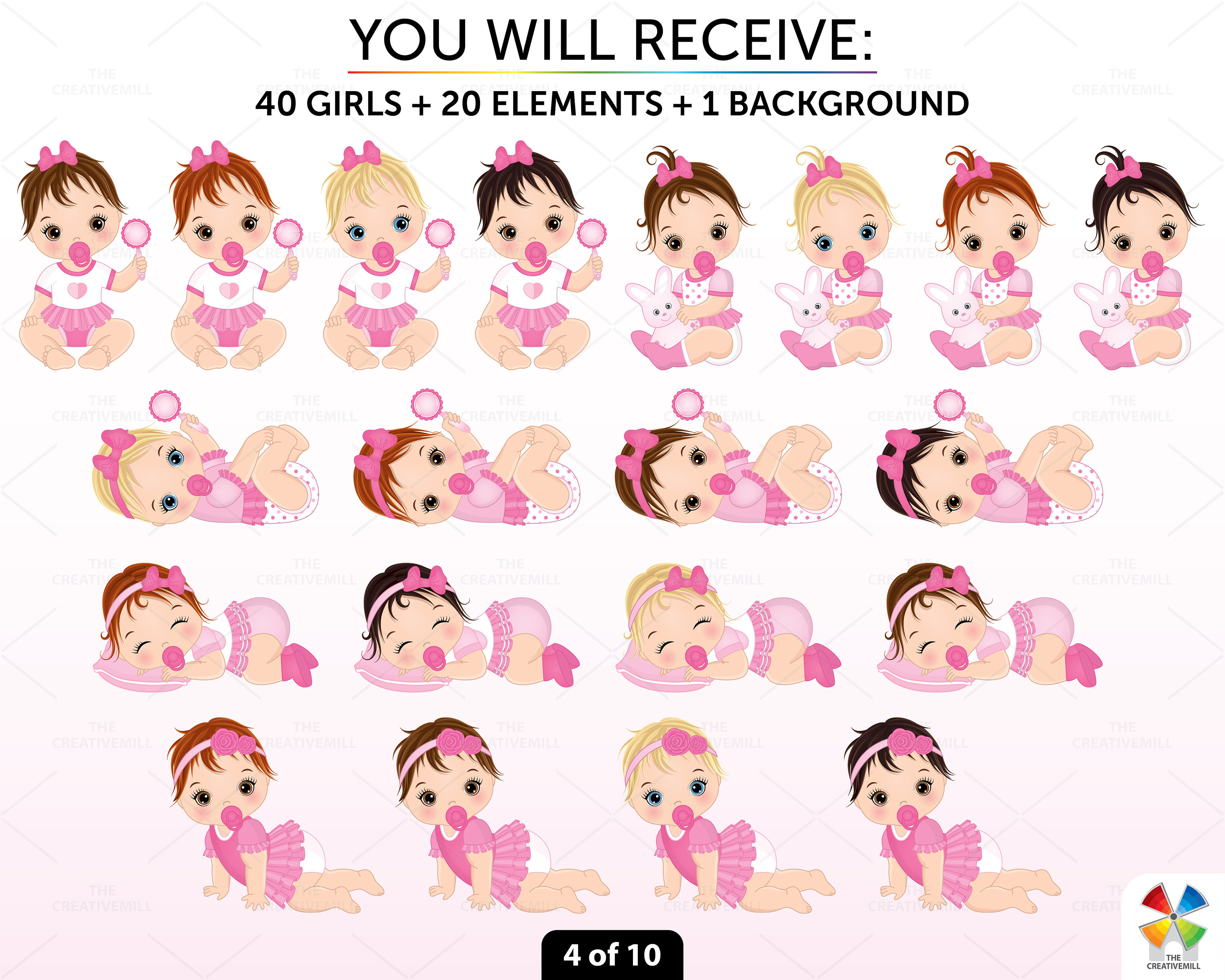 Baby Girl Clipart Vector Baby Clipart Baby Clipart Newborn - Etsy