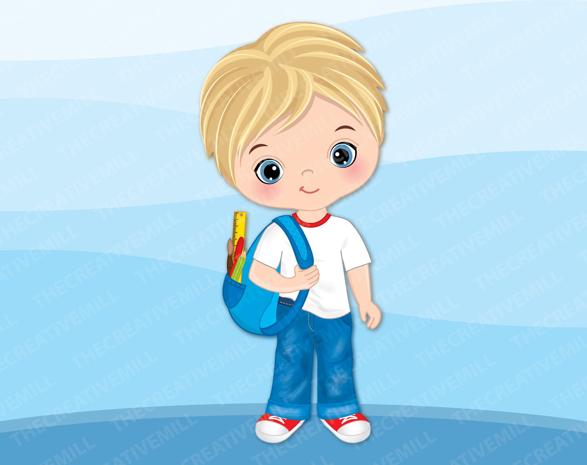 School Boy Clipart Vector Student Clipart Boy Clipart Back | Etsy
