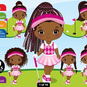 Golf Girl Clipart, Vector Golf, Cute Girl, Pink Sport Outfit, Kid ...