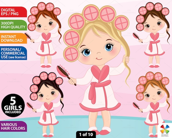 Little Spa Girls Clipart Vector Spa Girl Spa Party Clipart - Etsy