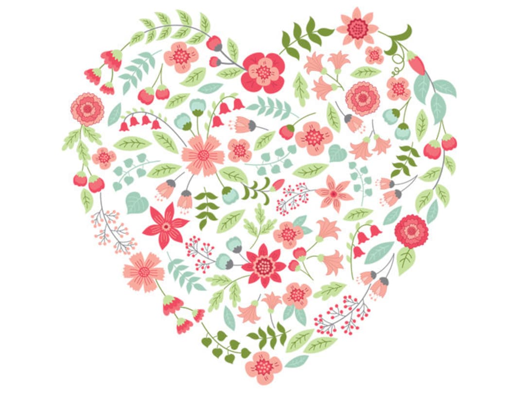 Floral Heart Clipart - Vector Floral Heart Clipart, Flower Heart ...