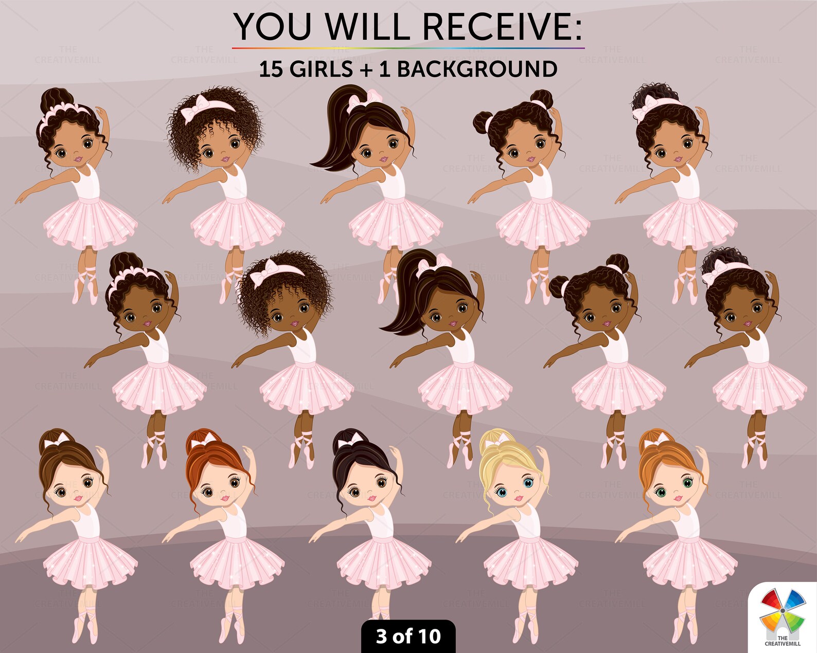 Ballerina Clipart Vector Ballet Girls PNG Dancer Cute Doll - Etsy