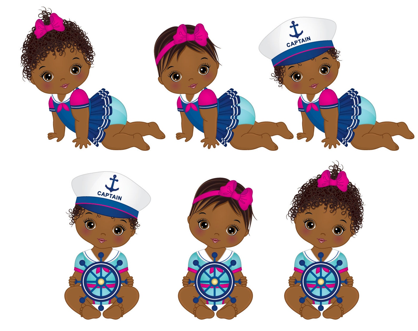 Nautical Baby Girl Clipart Vector Nautical Clipart Baby - Etsy