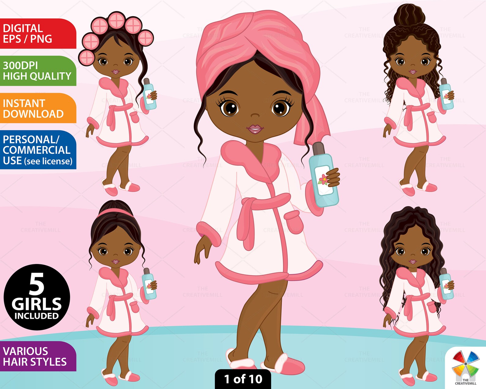African American Spa Girls Clipart Vector Spa Girl Spa - Etsy