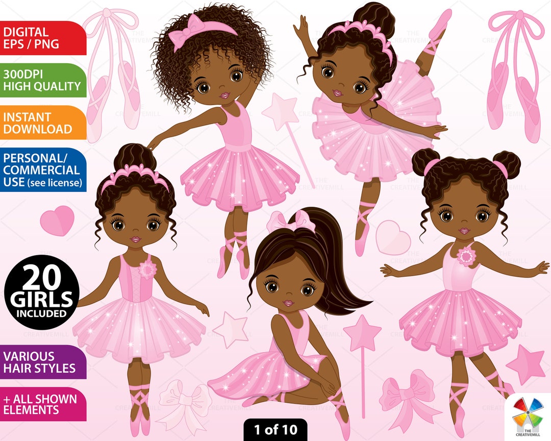 Ballerina Clipart Vector Ballerina Clipart, African American Ballerinas ...
