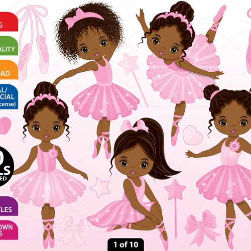 Ballerina Clipart Vector Ballerina Clipart African American - Etsy