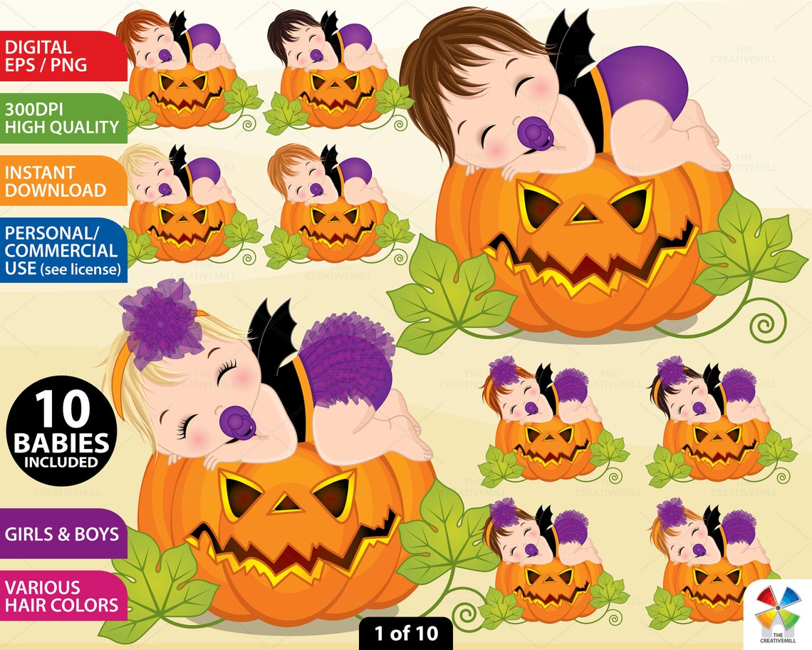 Halloween Baby Clipart Vector Little Pumpkin 1st Halloween - Etsy