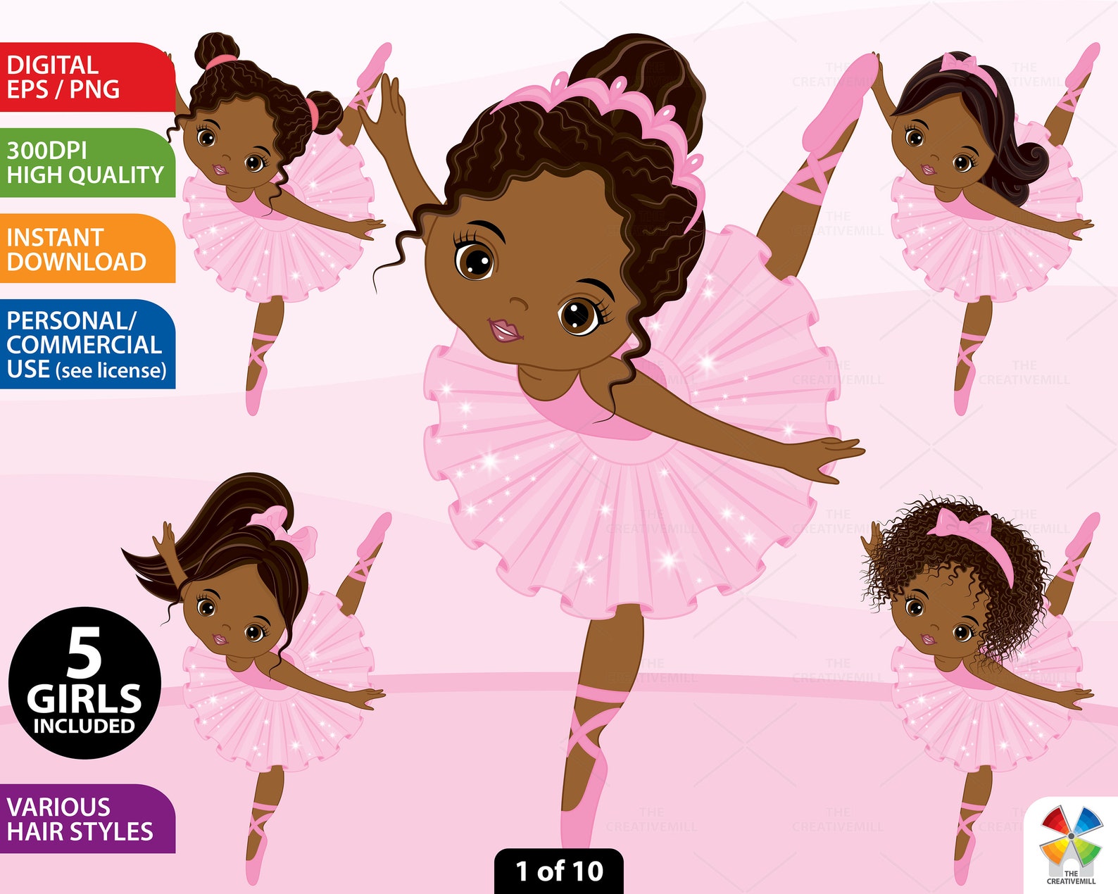 African American Ballerina Clipart Vector Ballerina Clipart - Etsy