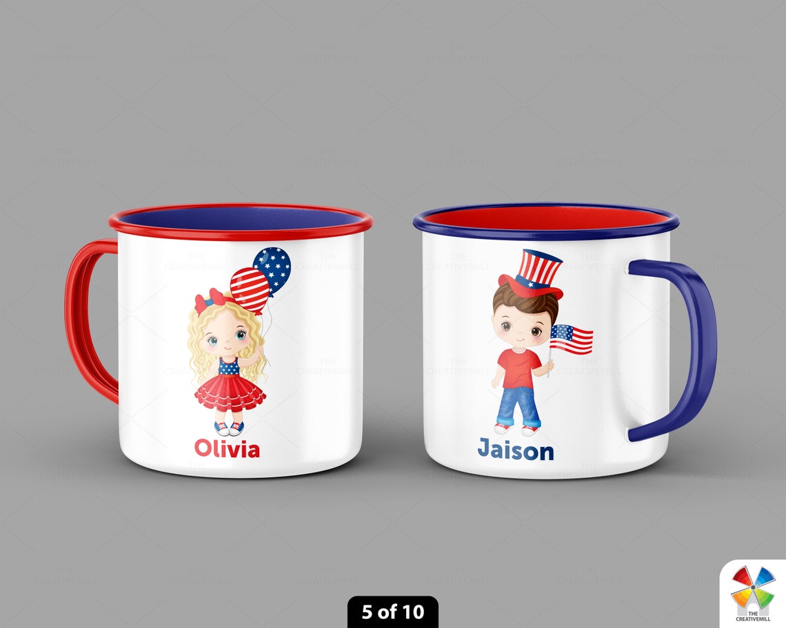 Happy 4th July Kid Clipart Vector Patriotic Cute Boy Girl - Etsy