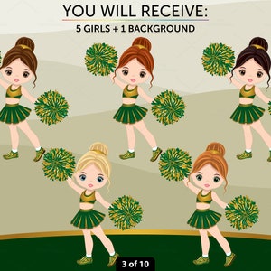 Green Gold Cheerleader Clipart, Vector Pom, Sport, Cheerleader PNG ...