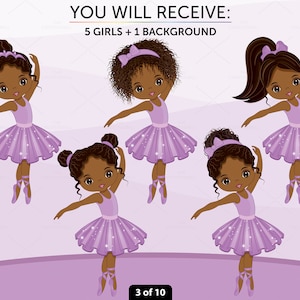 Purple Ballerina Clipart, Vector Ballerina, Ballet, Afro Puffs, Purple ...