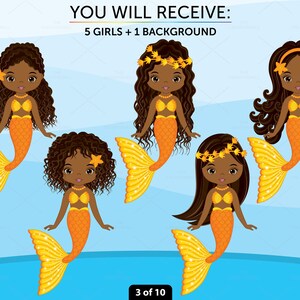 African American Mermaids Clipart - Vector Mermaids Clipart, Fish Girls ...