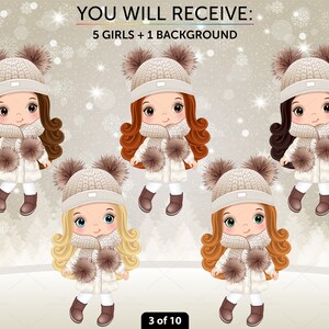 Ivory Winter Girl Clipart, Vector Little Girl, Doll, Character, Xmas ...