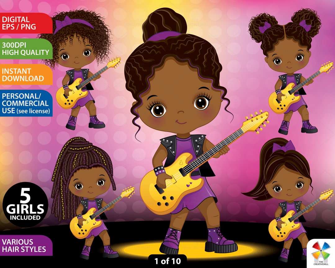Rock Girl Clipart, Vector Rockstar, Little Girl PNG, Sublimation ...