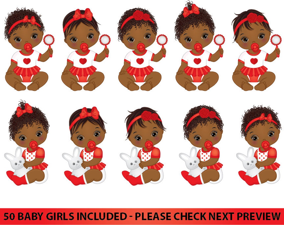 Red Baby Girl Clipart Vector Baby Clipart Afro Baby Clipart | Etsy