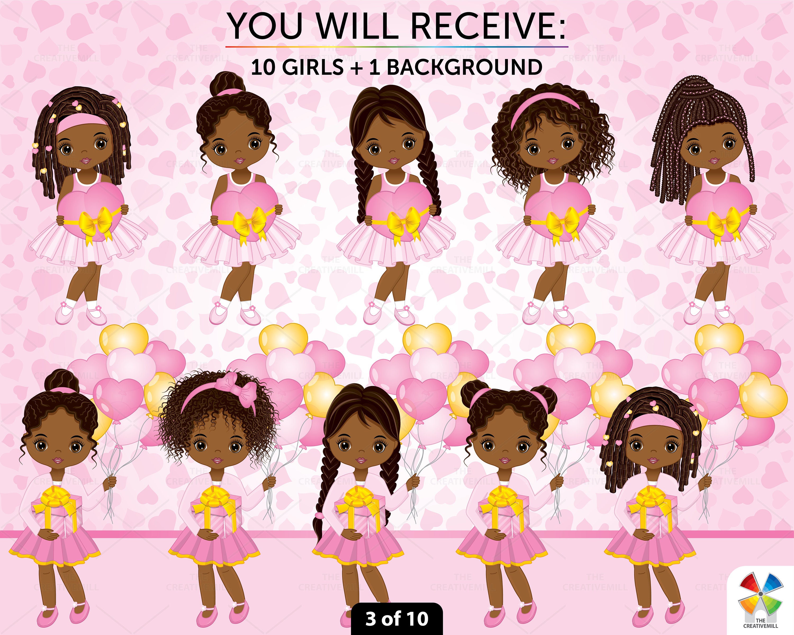 Valentines Day Clipart Vector Valentine Day African American - Etsy