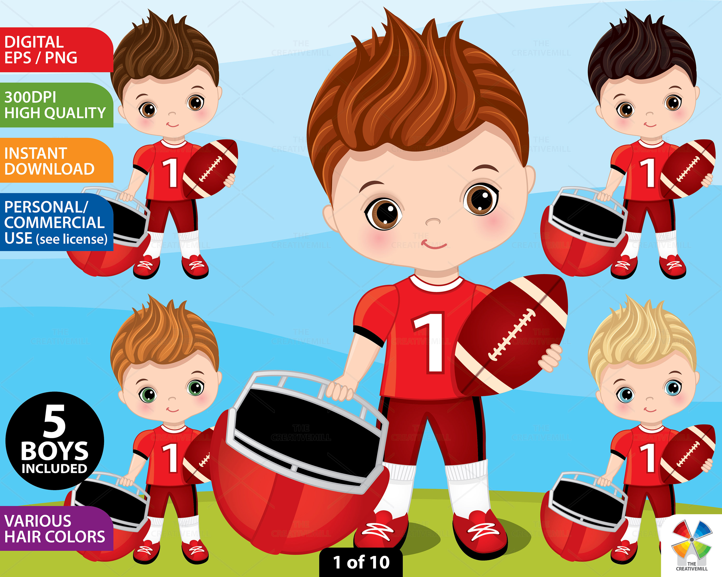 Kids Playing Football Clip Art