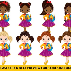 Back to School Clipart - Vector School Clipart, School Girls Clipart ...