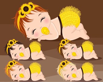 Yellow Baby Clipart | Etsy