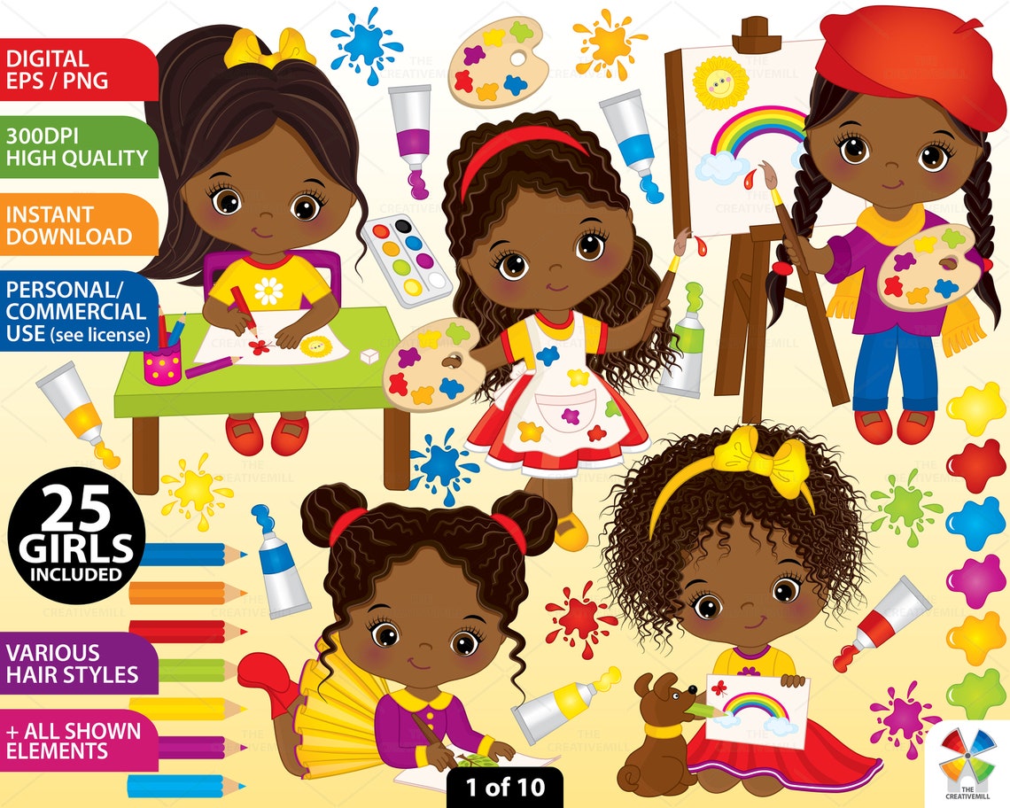 Artist Clipart Vector Artist Clipart Girl Clipart African - Etsy Canada