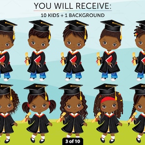 Graduation Kid Clipart, Vector Preschool, Student Cap, Diploma, African ...