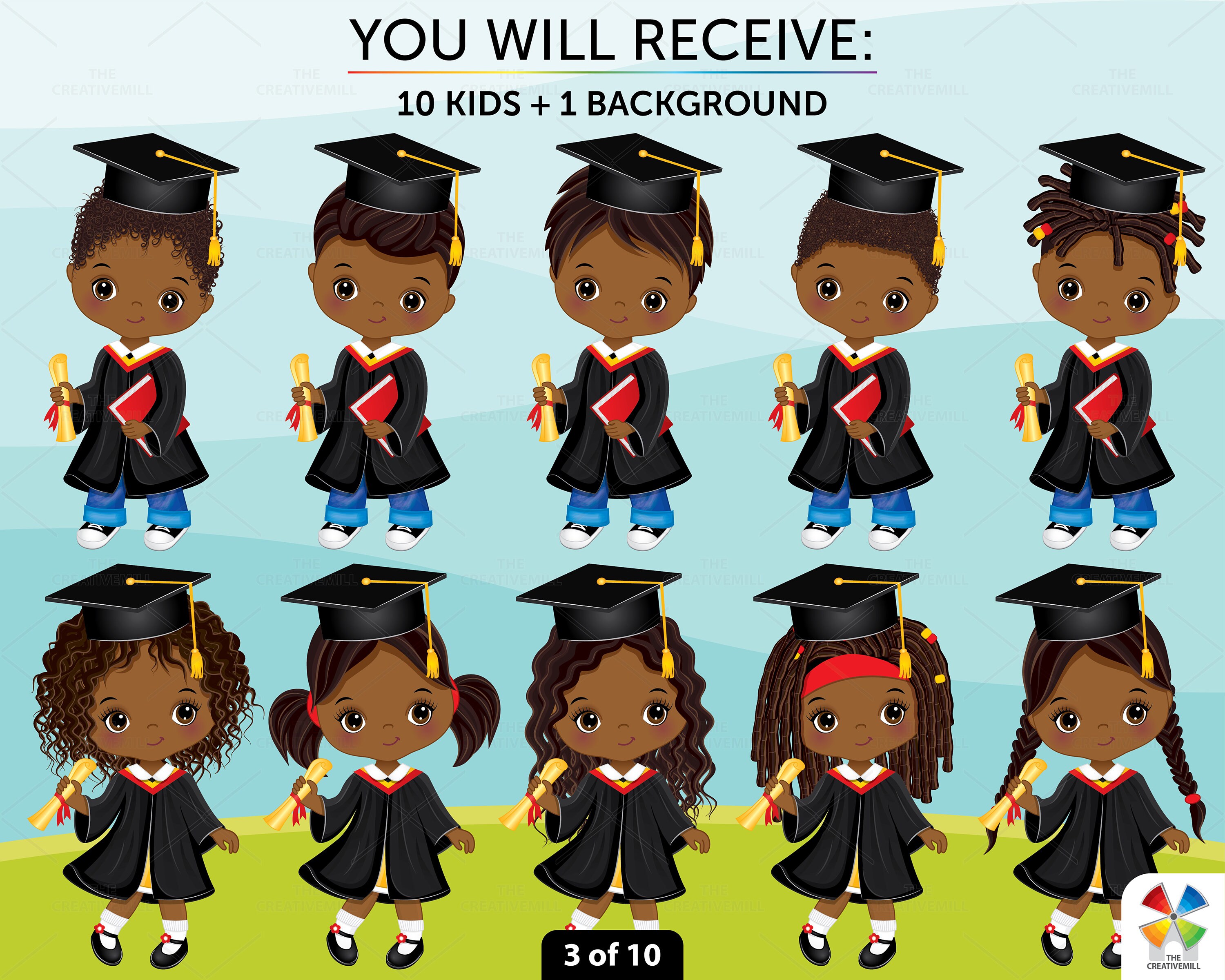 Graduation Kid Clipart Vector Preschool Student Cap - Etsy UK