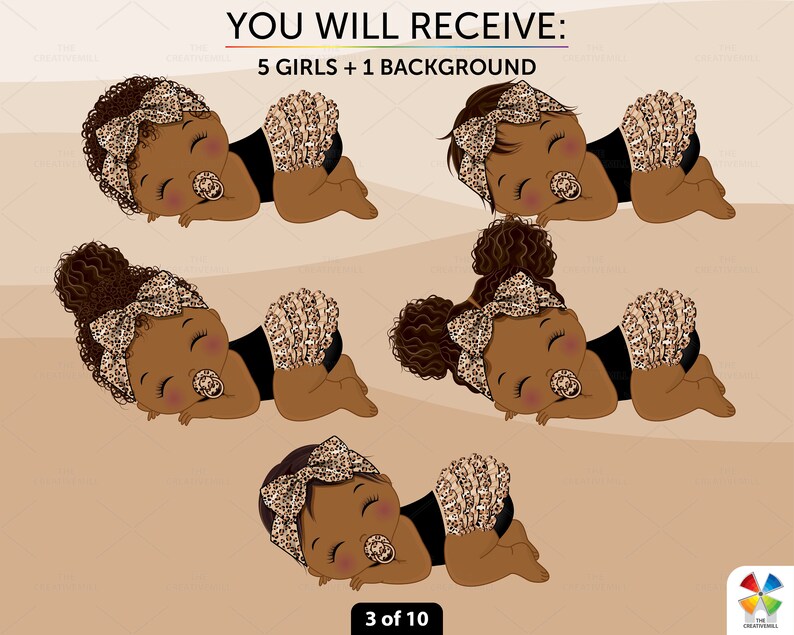 Black Baby Girl Clipart Vector Newborn Leopard Baby Baby - Etsy