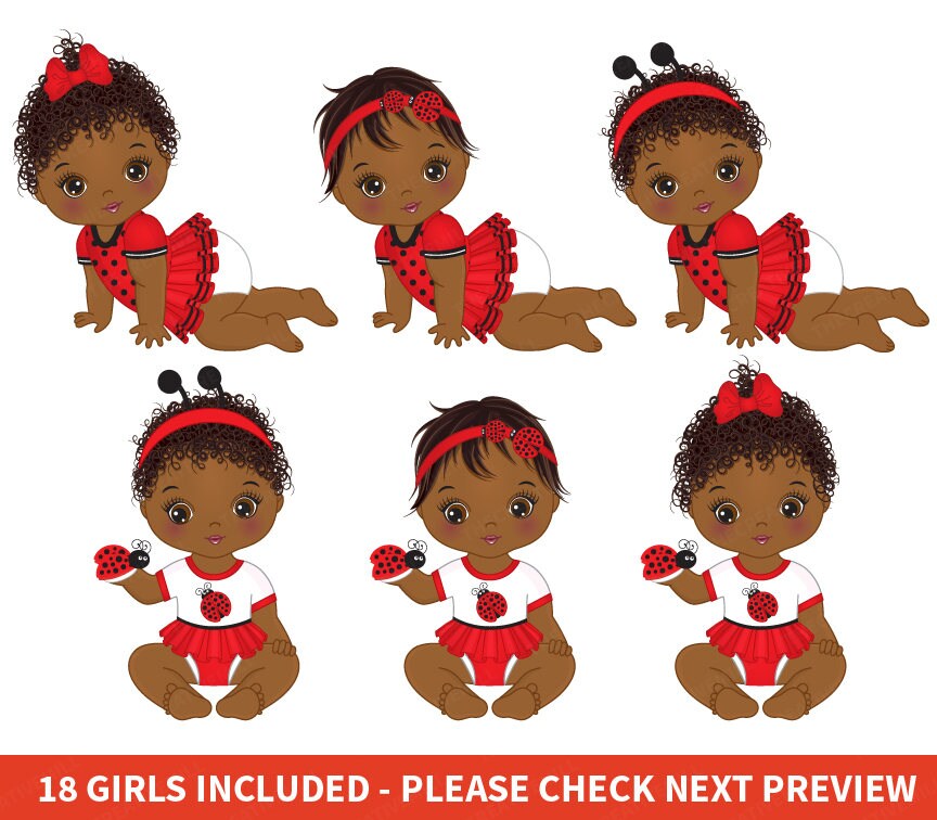 Ladybug Baby Girl Clipart Vector Baby Clipart African - Etsy España