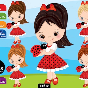 Ladybug Clipart - Vector Ladybird Clipart, Girl Clipart, Ladybug Girls ...